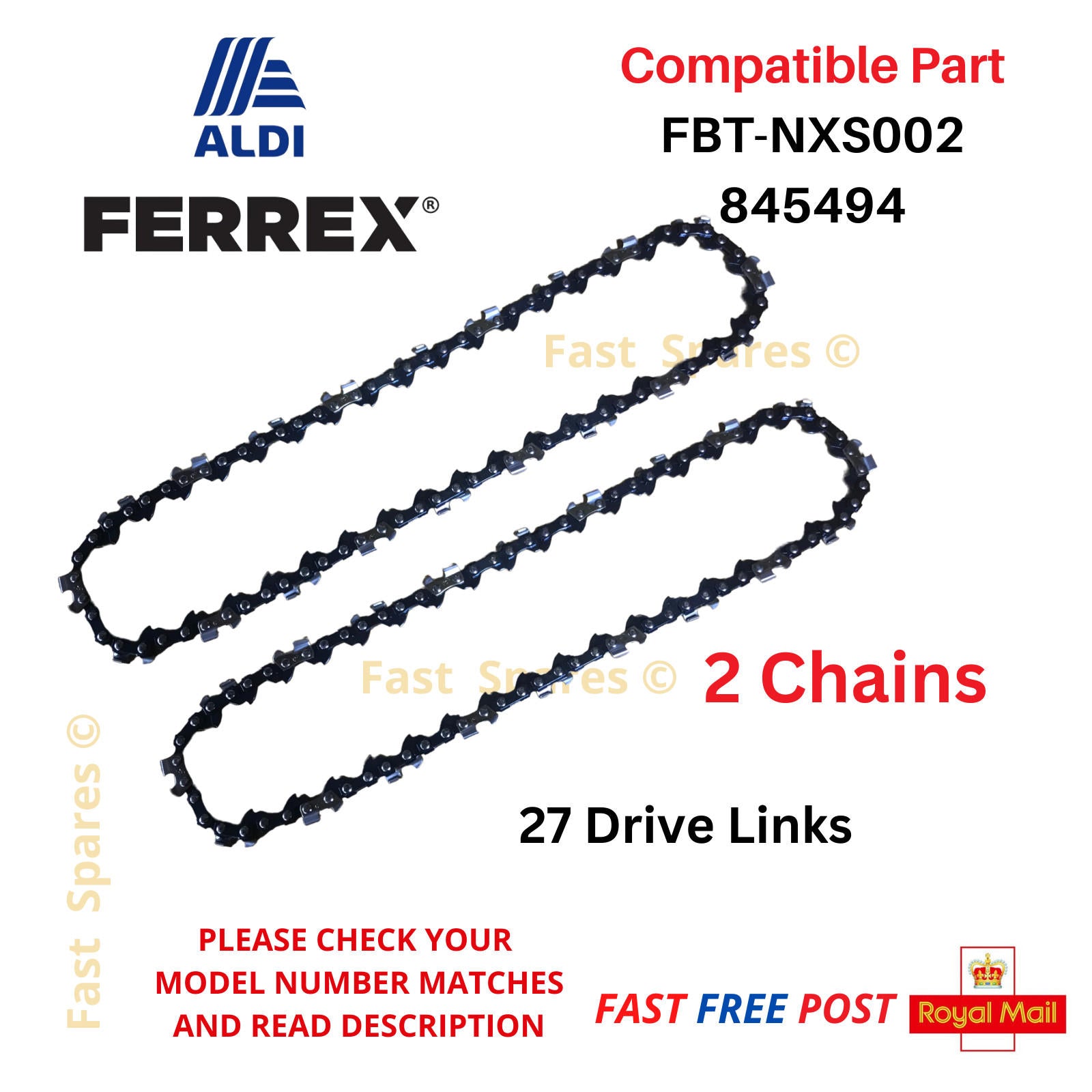 ALDI FERREX FBT - NXS002 Replacement Chains 27 Drive Links FAST POST x ...