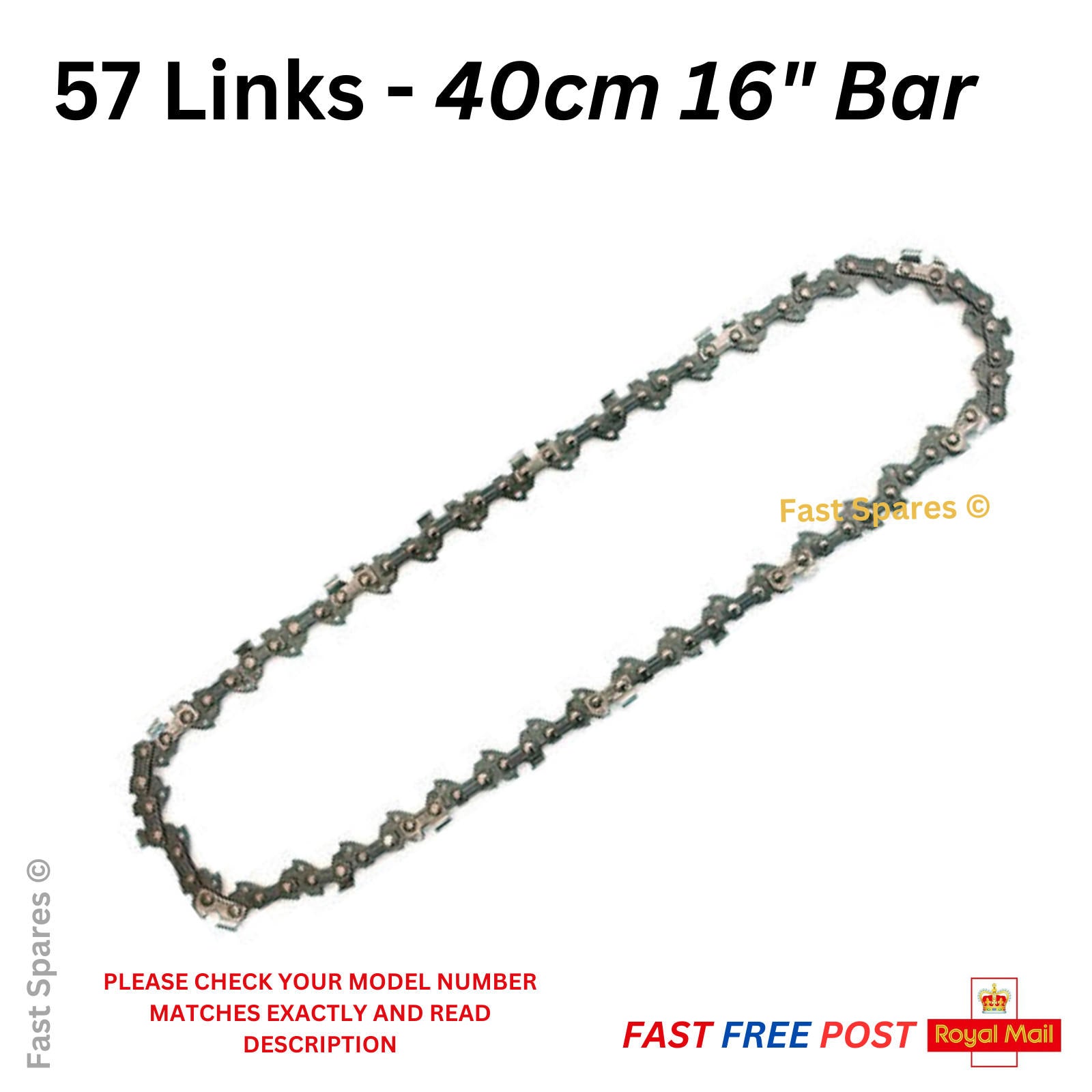 Titan Screwfix TTL758CHN TTL632CHN Chainsaw Chain 16" Bar 57 D/Links F ...