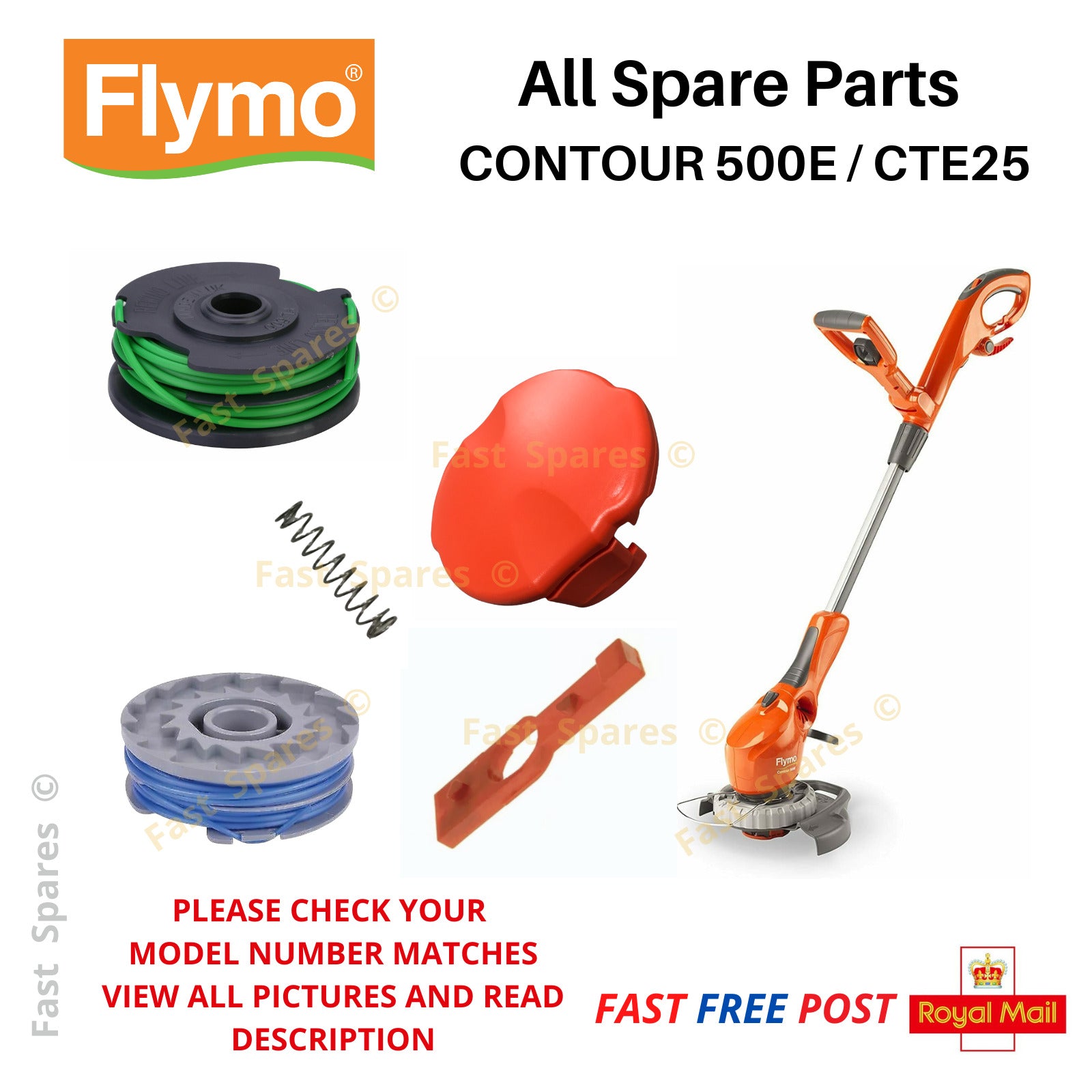 FLYMO Contour 500E CTE25 Trimmer Strimmer - All Spare Parts FAST POST ...