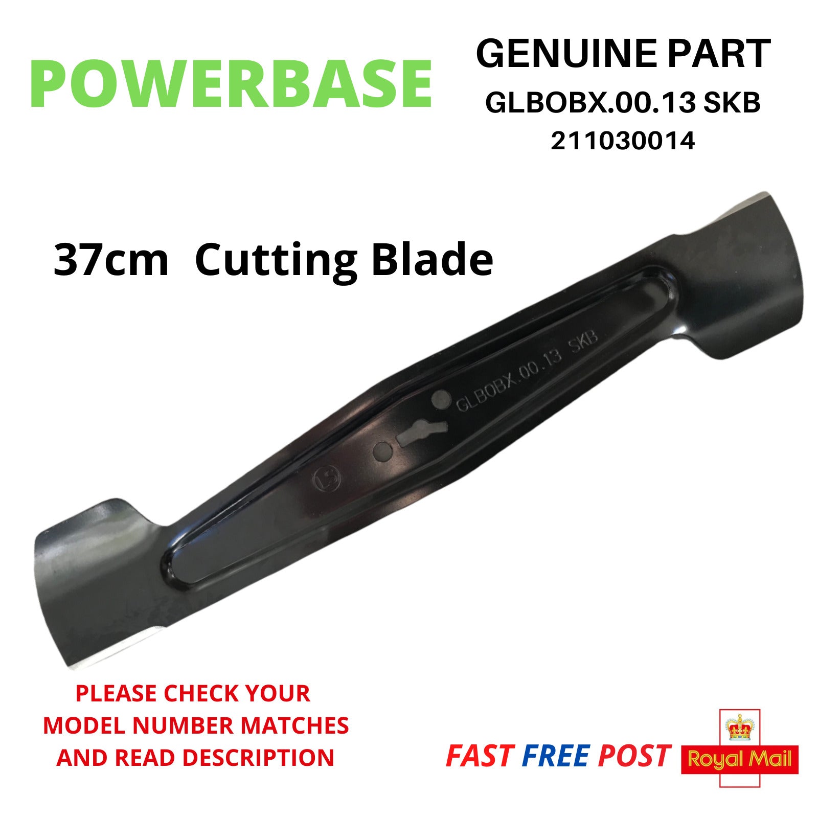 MEB1637E POWERBASE Lawnmower 37cm Cutting Blade GLB0BX.00.13 SKB FAST ...