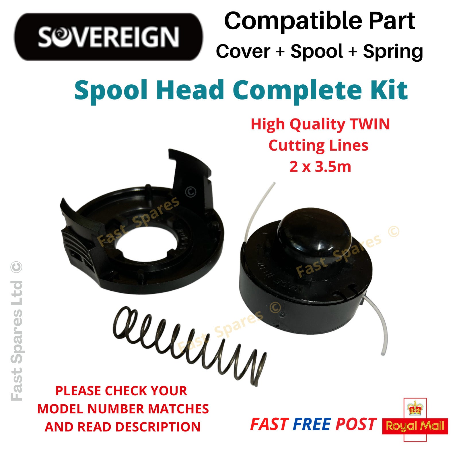 Sovereign N1F-GT-220/250-C Strimmer Trimmer Spool + Cover + Spring FAS ...