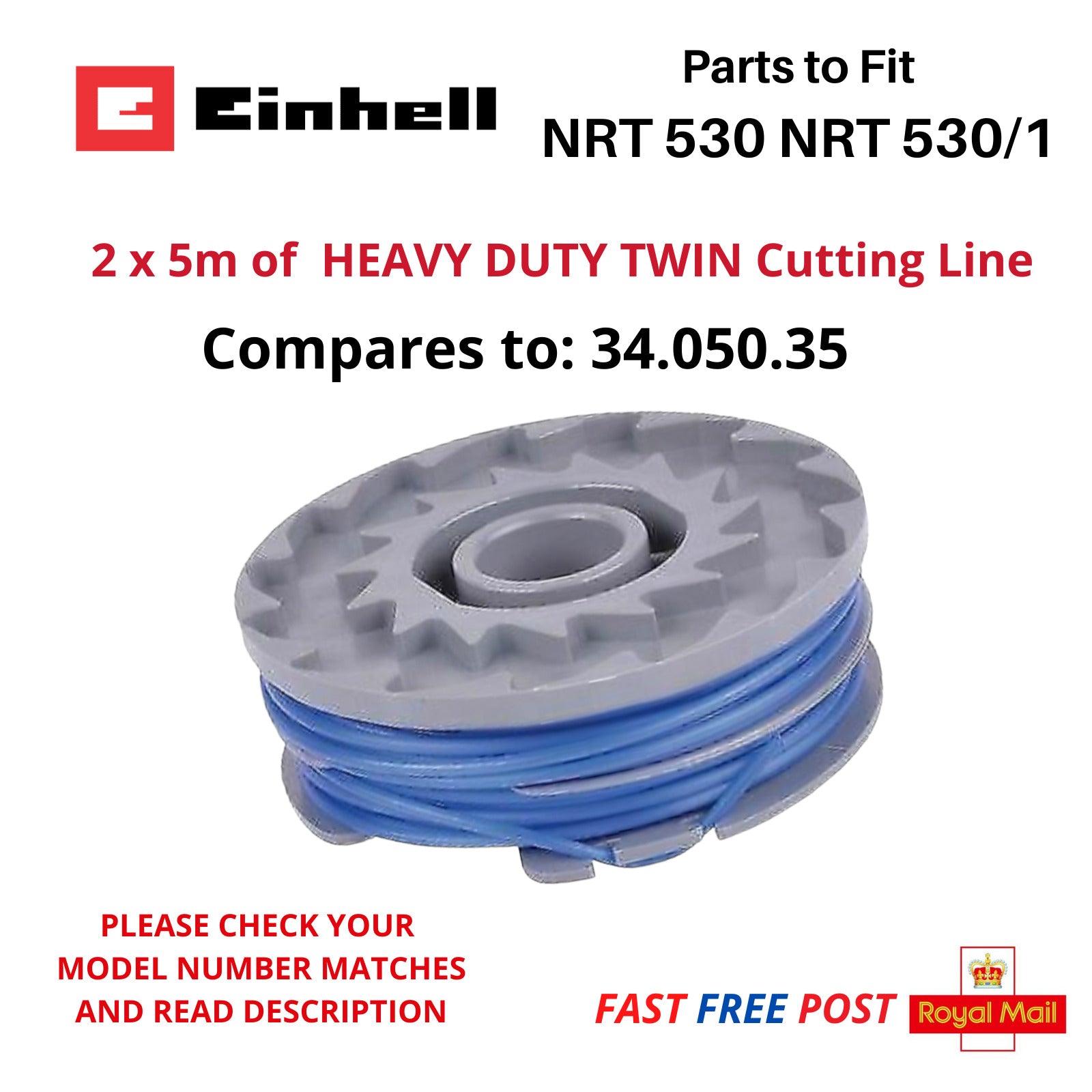 EINHELL NRT530 NRT530/1 Spool & Line For Strimmer Grass Edge Trimmer F ...