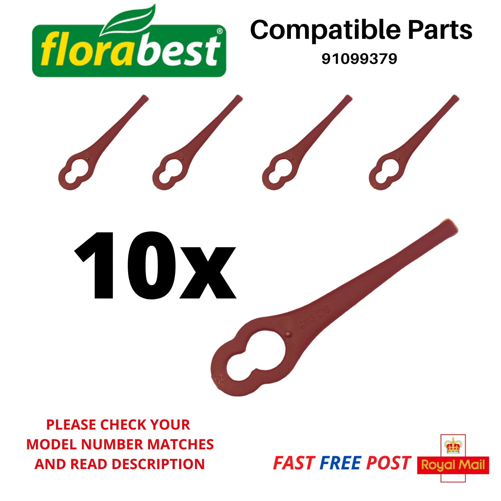 Lidl Florabest FRT 18A1 Plastic Strimmer Trimmer Cutting Blades x 10 F ...