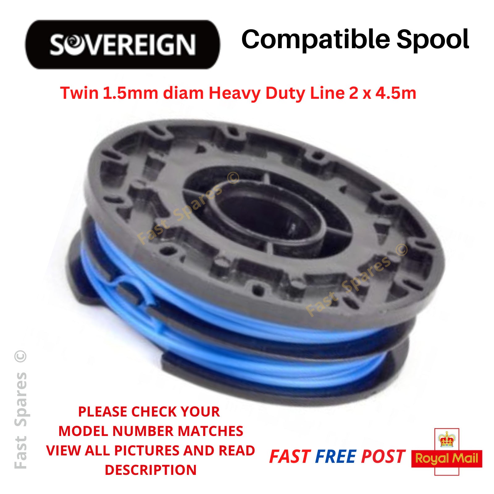 SOVEREIGN GGT600 Spool & Line Strimmer Trimmer TWIN Line 2 x 4.5m FAST ...