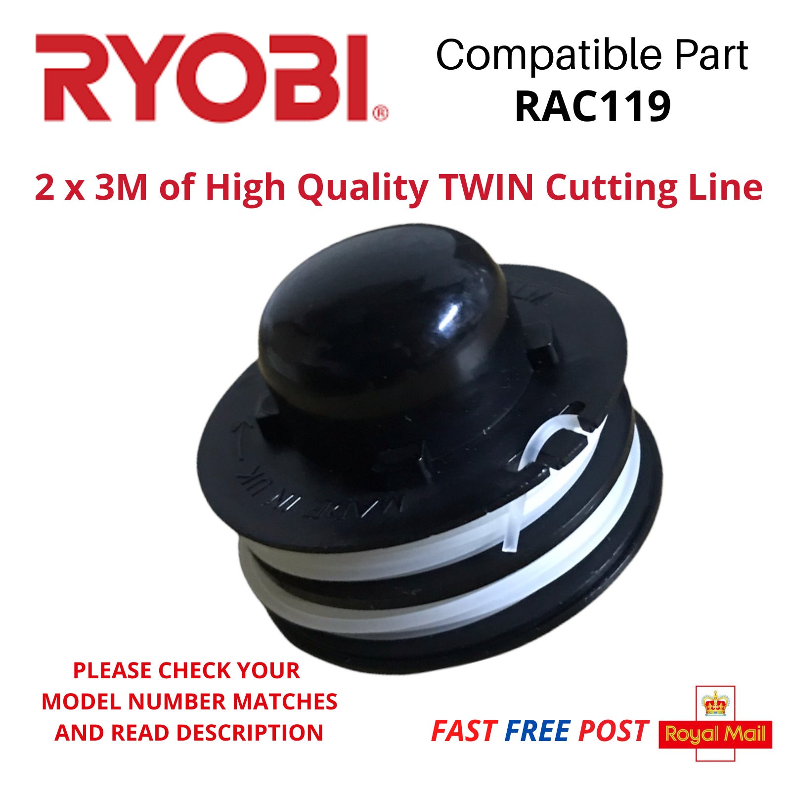 1 X Spool & Line Trimmer Strimmer For RYOBI RLT 3525S FAST POST ...