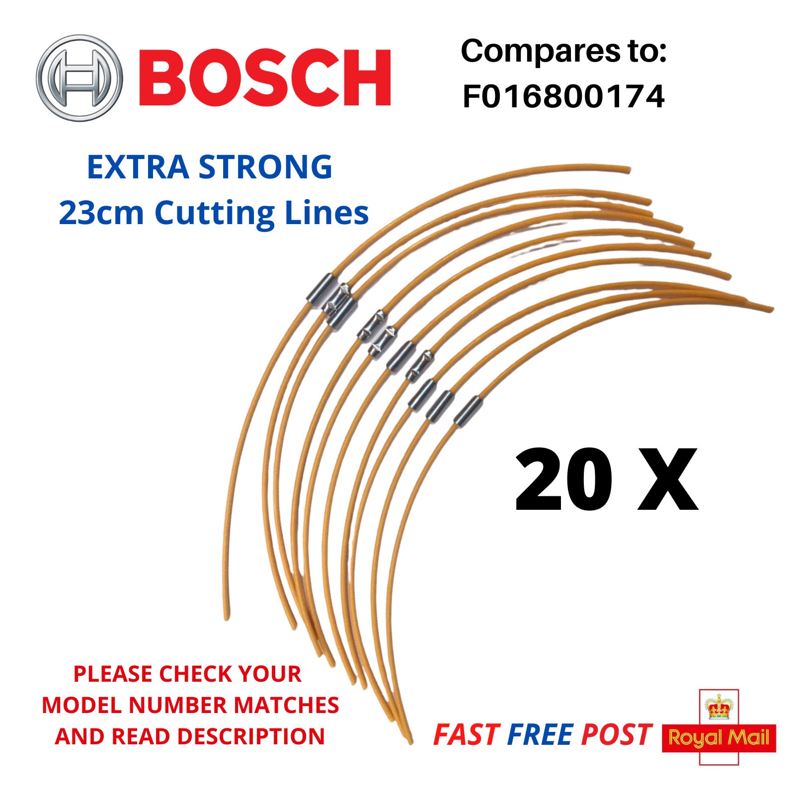 20 X BOSCH ART23 Accutrim Strimmer Trimmer EXTRA STRONG Cutting Lines ...
