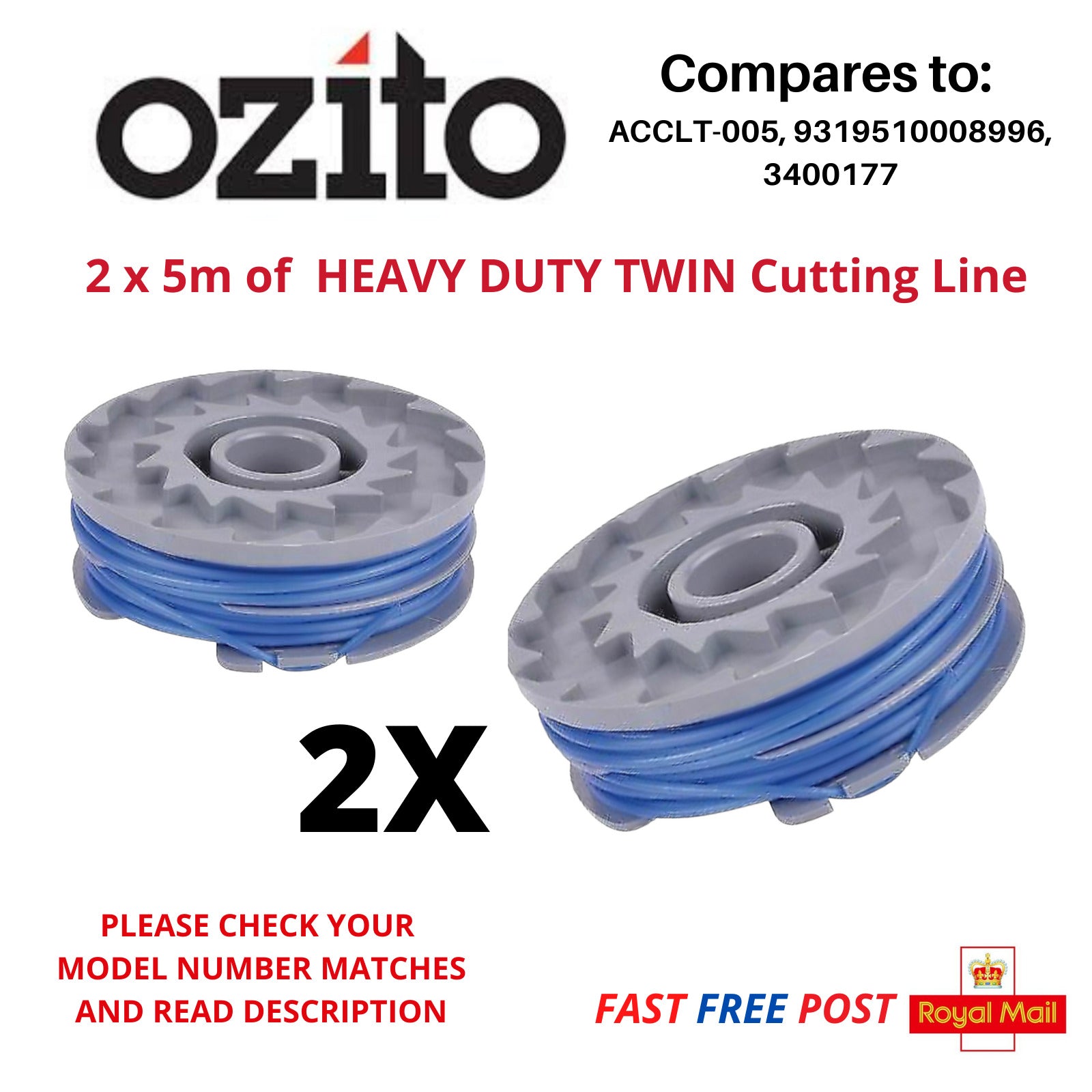 OZITO OZLT550WA Spool & Twin Line for Strimmer Grass Edge Trimmer FAST ...