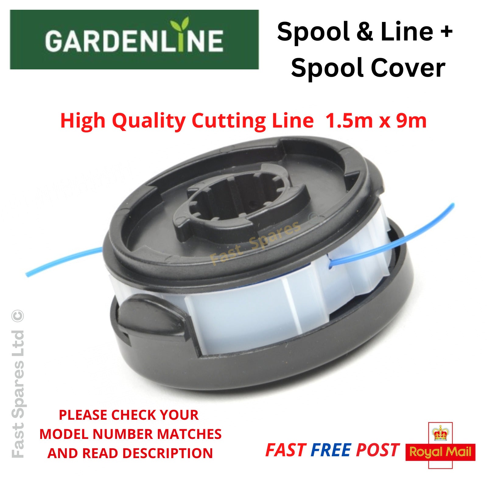 GARDENLINE GLR450/6 Grass Strimmer Trimmer Spool & Line + Spool Cover ...
