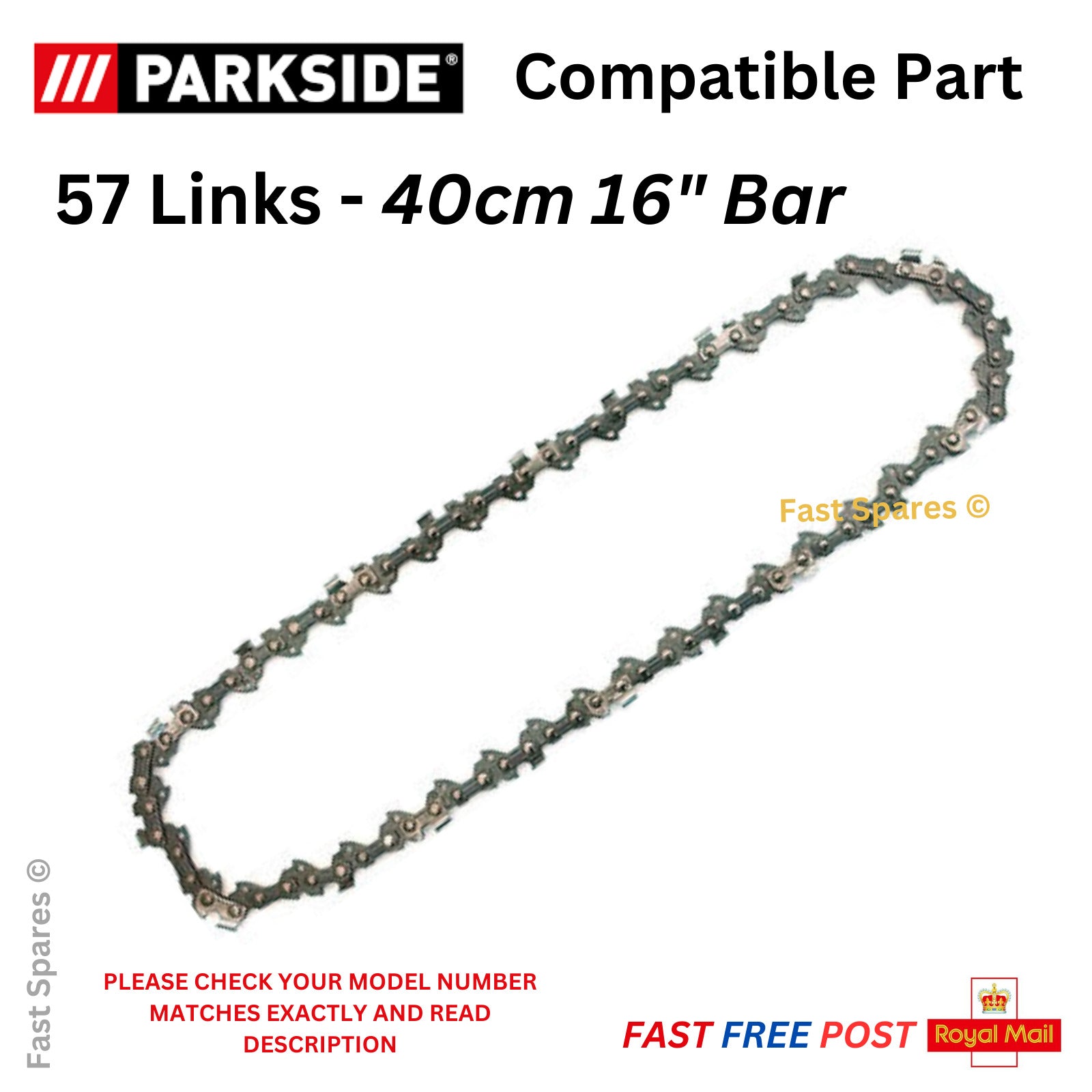Parkside PKS 1840 Chainsaw Chain 40cm (16") Bar 57 Links FAST POST ...