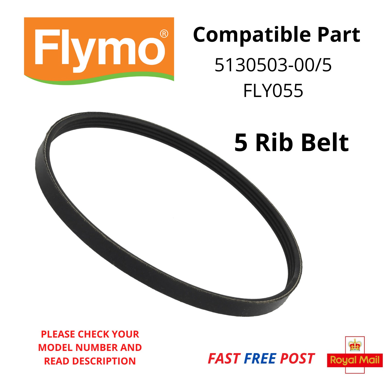 1 x Drive Belt Fits FLYMO Turbo Compact Vision 350 Lawnmower FAST POST ...