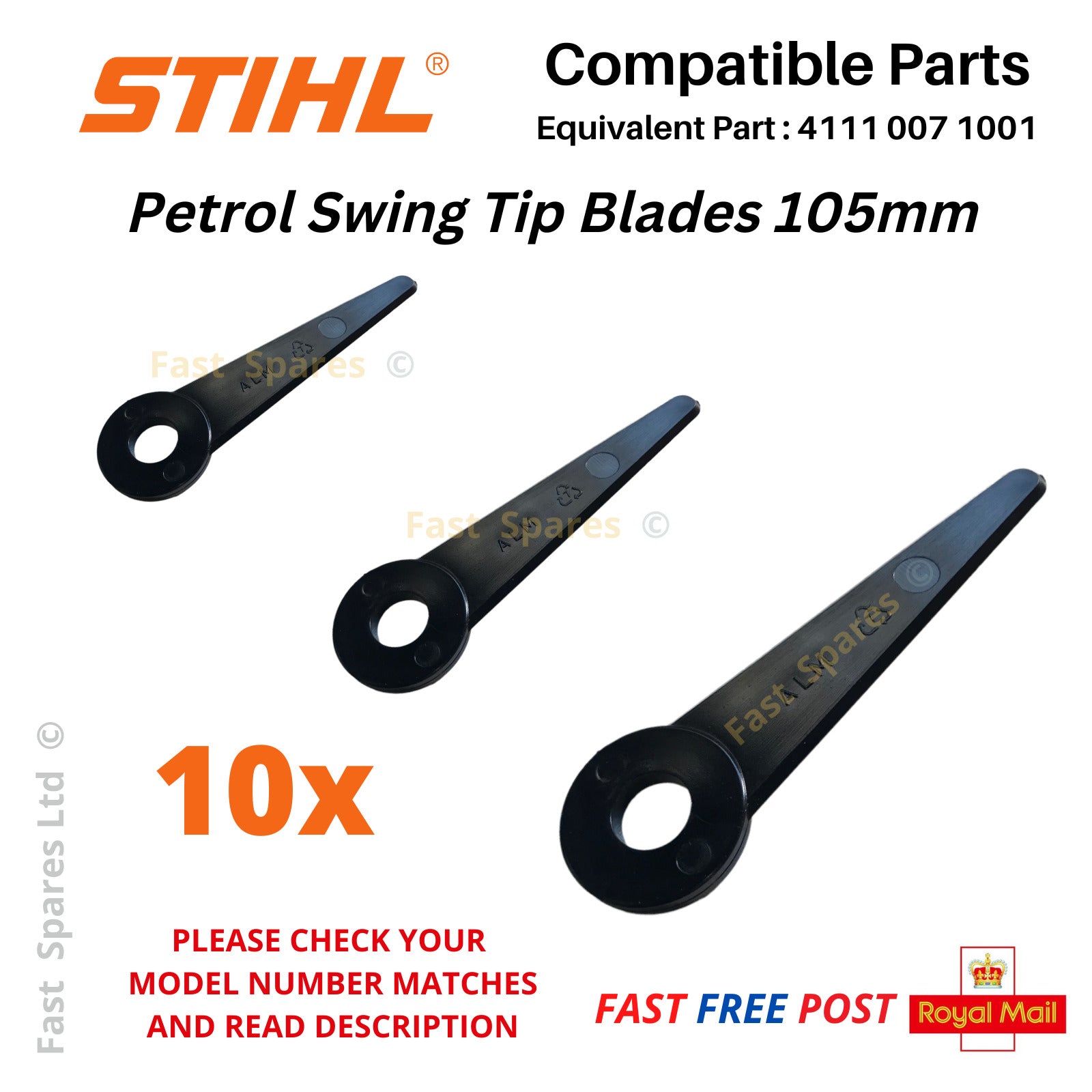 Stihl Petrol Strimmer Trimmer Poly Cut PolyCut Swing Tip Blades x10 FA ...